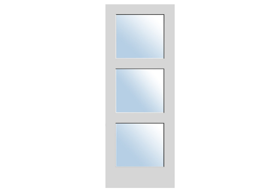 Shop Trimlite Three Panel Shaker Door with Clear Glass - 30x80 ...