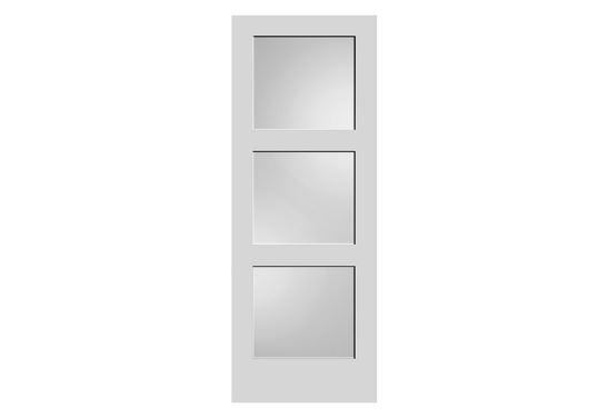 Shop Trimlite Three Panel Shaker Door with Diffused Glass - 30x80 ...